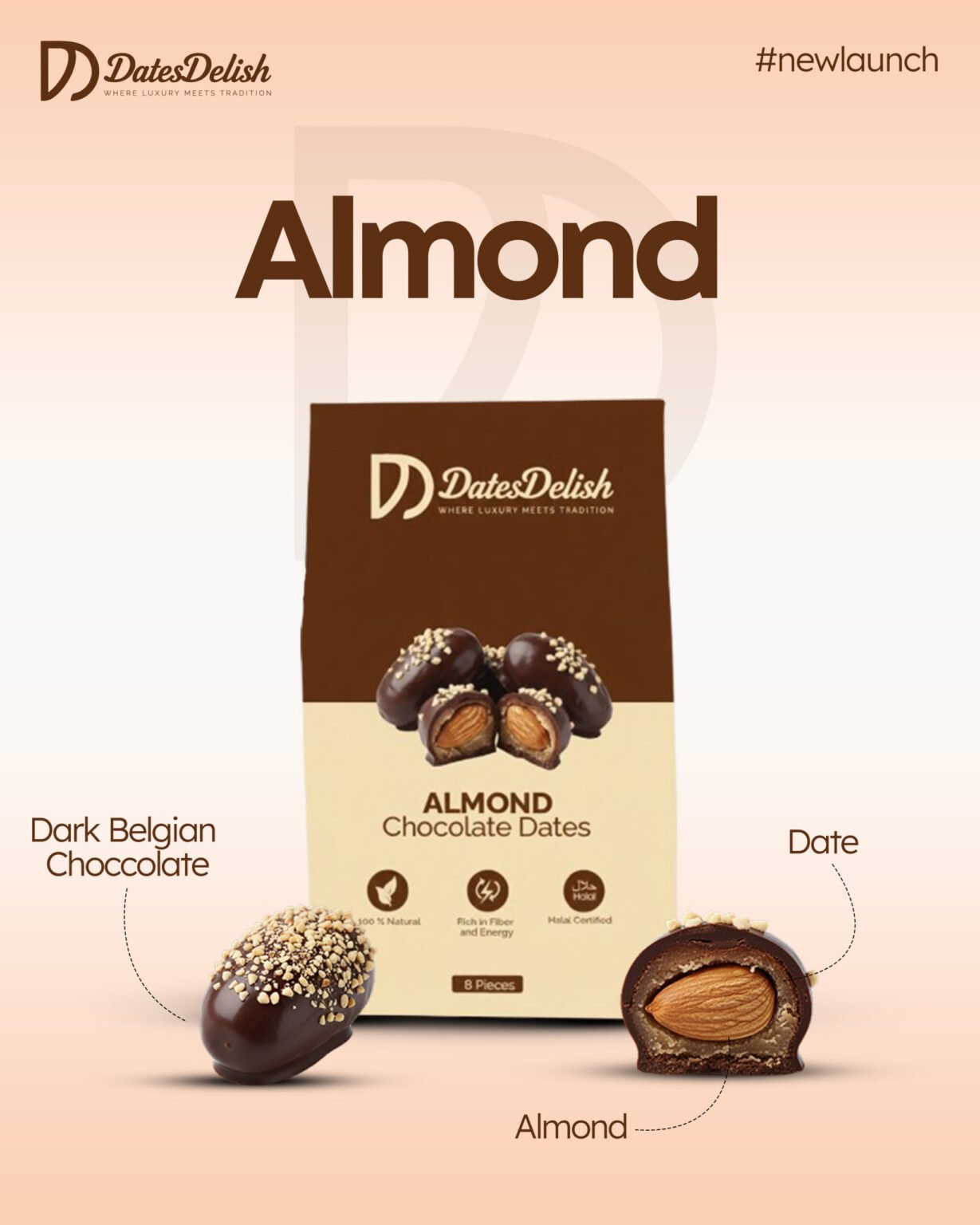 Almond Chocolate Dates - Dates-Delish